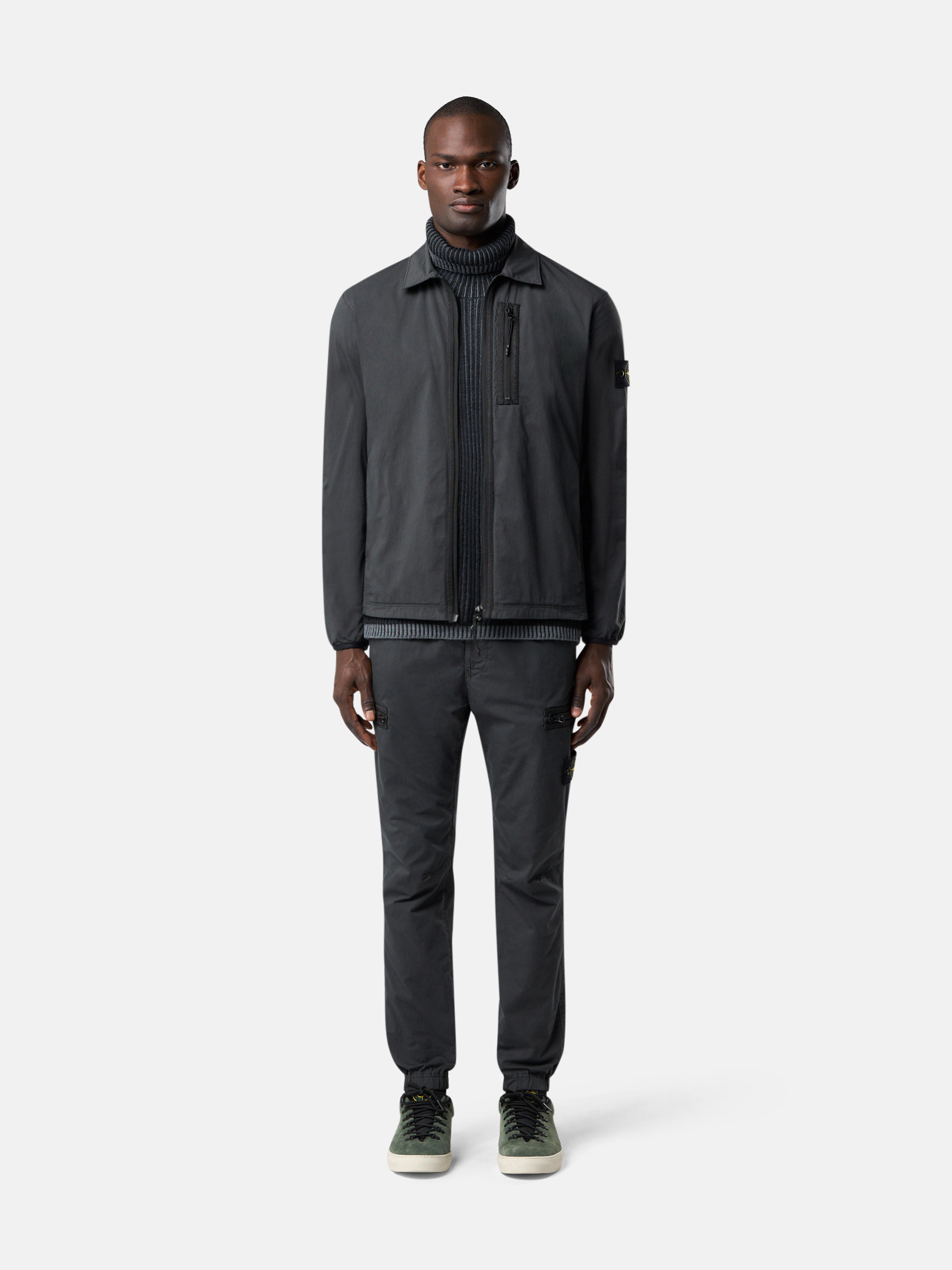 Lead Grey 11311 STRETCH COTTON NYLON TWILL Overshirt with Lead Grey 11311 STRETCH COTTON NYLON TWILL Overshirt with