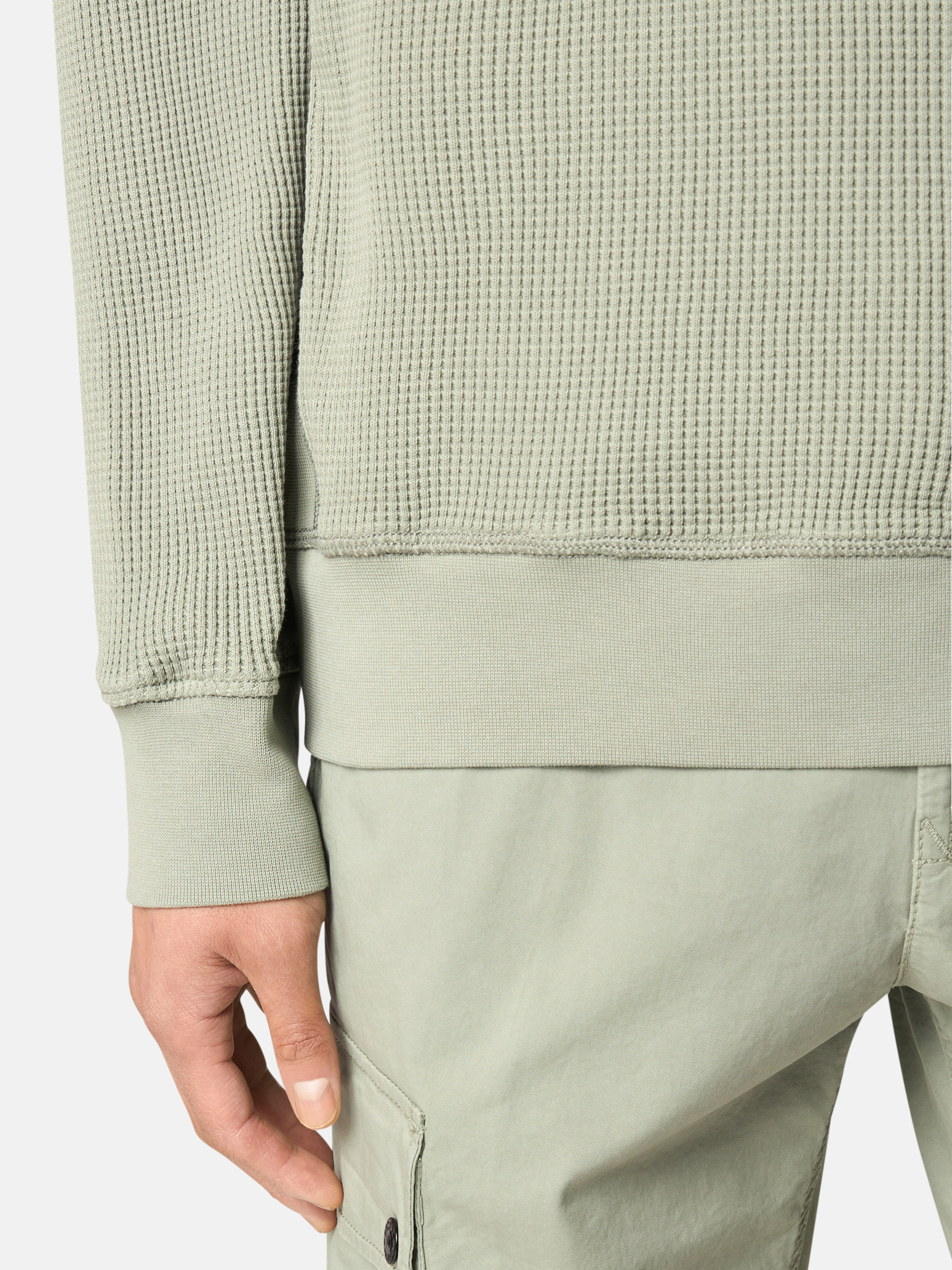 Sage Green 6100008 ORGANIC COTTON WAFFLE FLEECE Crewneck Sage Green 6100008 ORGANIC COTTON WAFFLE FLEECE Crewneck
