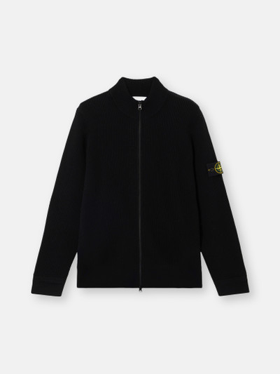 Black Zip-up jumper with finely ribbed trims 5100006 FULL RIB RWS WOOL ...