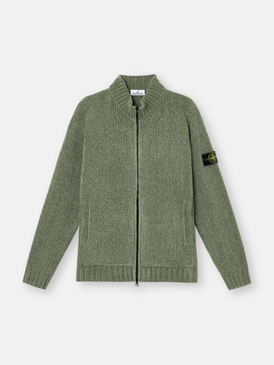 Sage Green Zip-up jumper with stand collar and pockets 5100020 COTTON ...