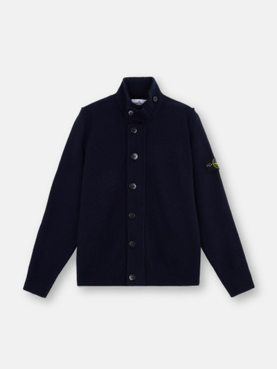 Navy Blue Button-up jumper with felt trims 5100047 LAMBSWOOL | Stone ...