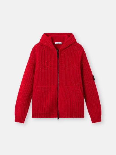 Scarlet Melange Hooded zip-up jumper with pockets and fisherman's rib ...